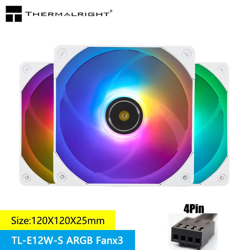 Thermalright TL-E12W-S X3 12CM chassis cooling fan 1500RPM 4Pin PWM 61CFM (less than 6 fans in ...