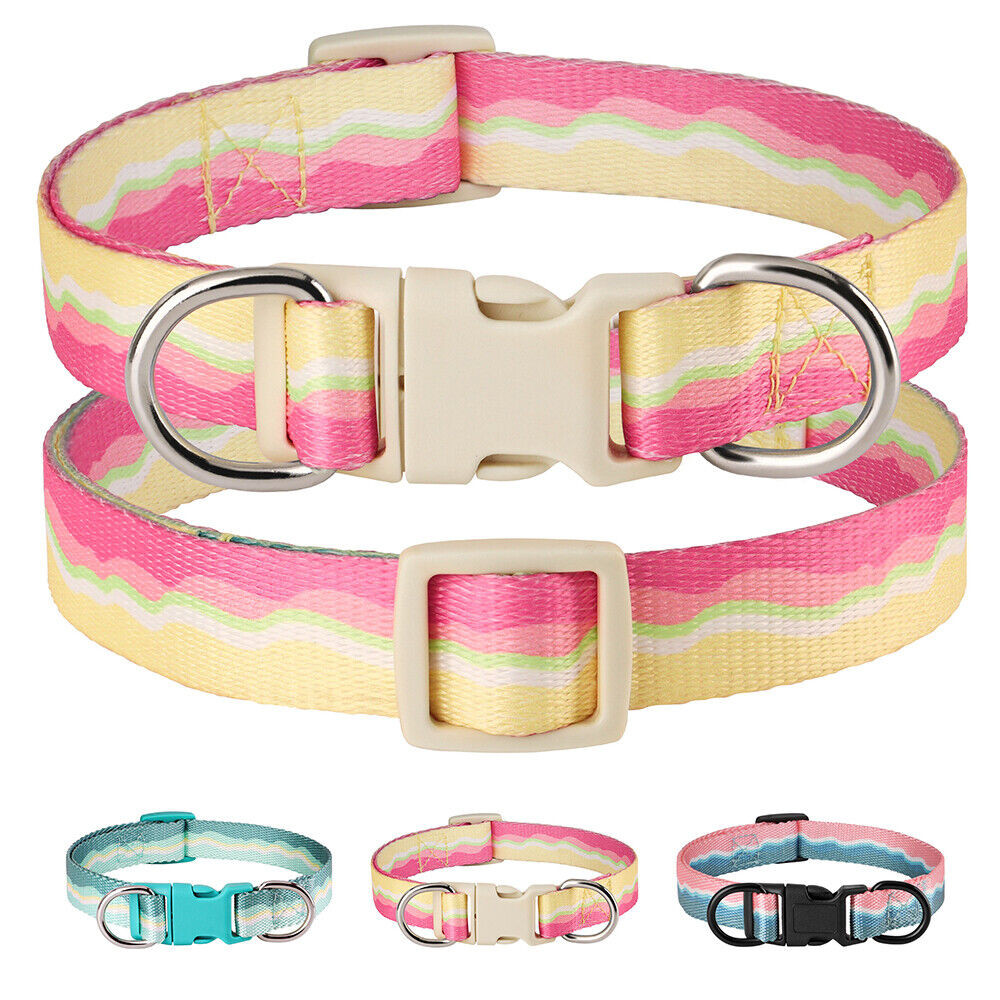 Adjustable Nylon Dog Collar Small Medium Dogs Durable Collars Quick Fit ...