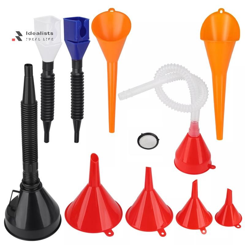 Idealists 10 Pcs Automotive Funnels Set, Plastic Long Neck Oil Funnels ...