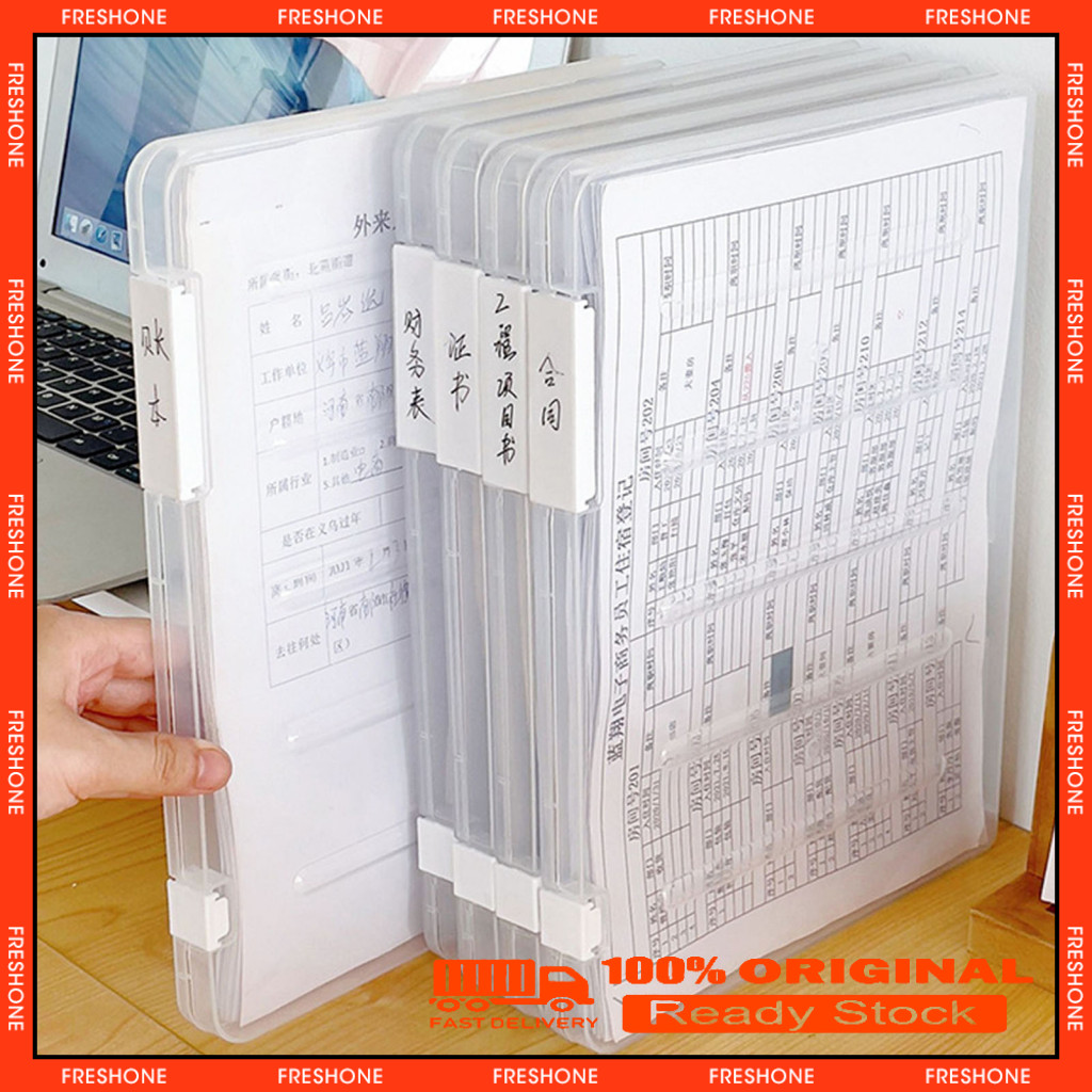 FreShone- Tough File Container Clear File Storage Box with Double ...