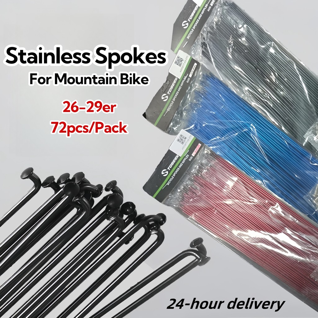 Stainless steel bicycle spokes and nipples 72PCS 26/27.5/29 wheel ...