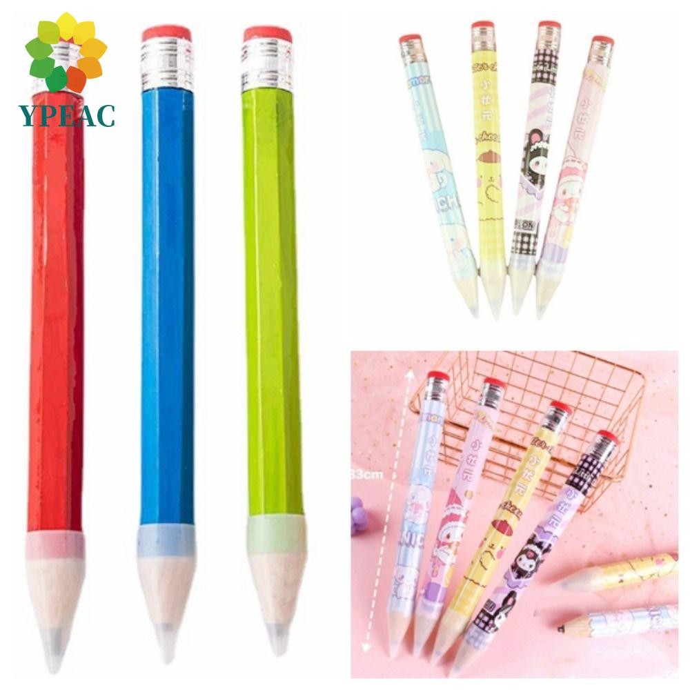 YPEAC Large Pencil Pen, Colorful Thick Pencil with Cap and Eraser ...