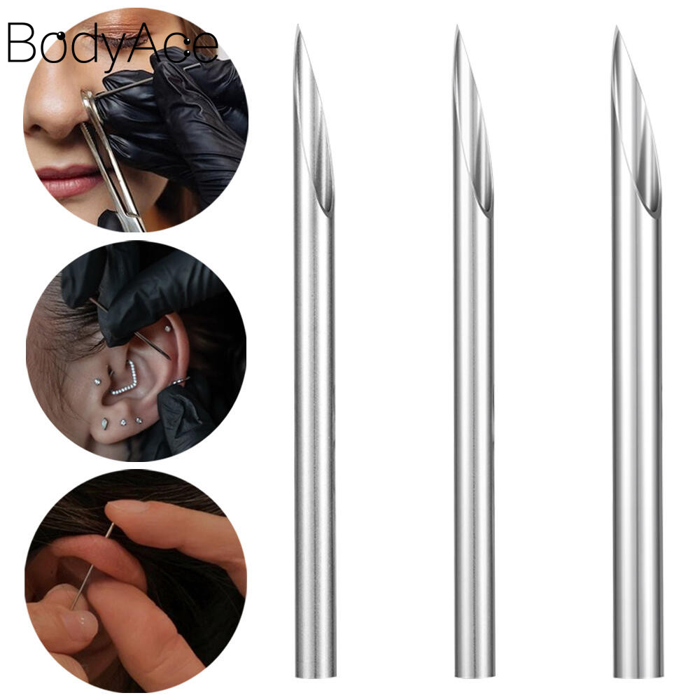 Bodyace 10 Pcs 6G/8G/10G Ear Piercing Tool One-time Sterilized Piercing ...