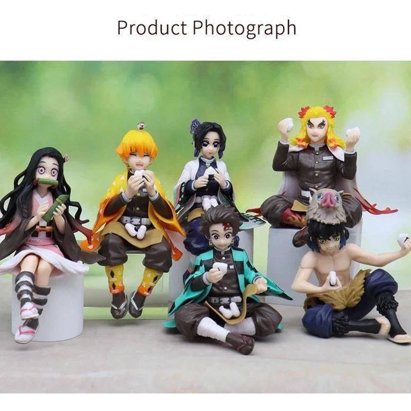 Anime Demon Slayer Sit Eating Rice Action Figure All Style Tanjirou ...