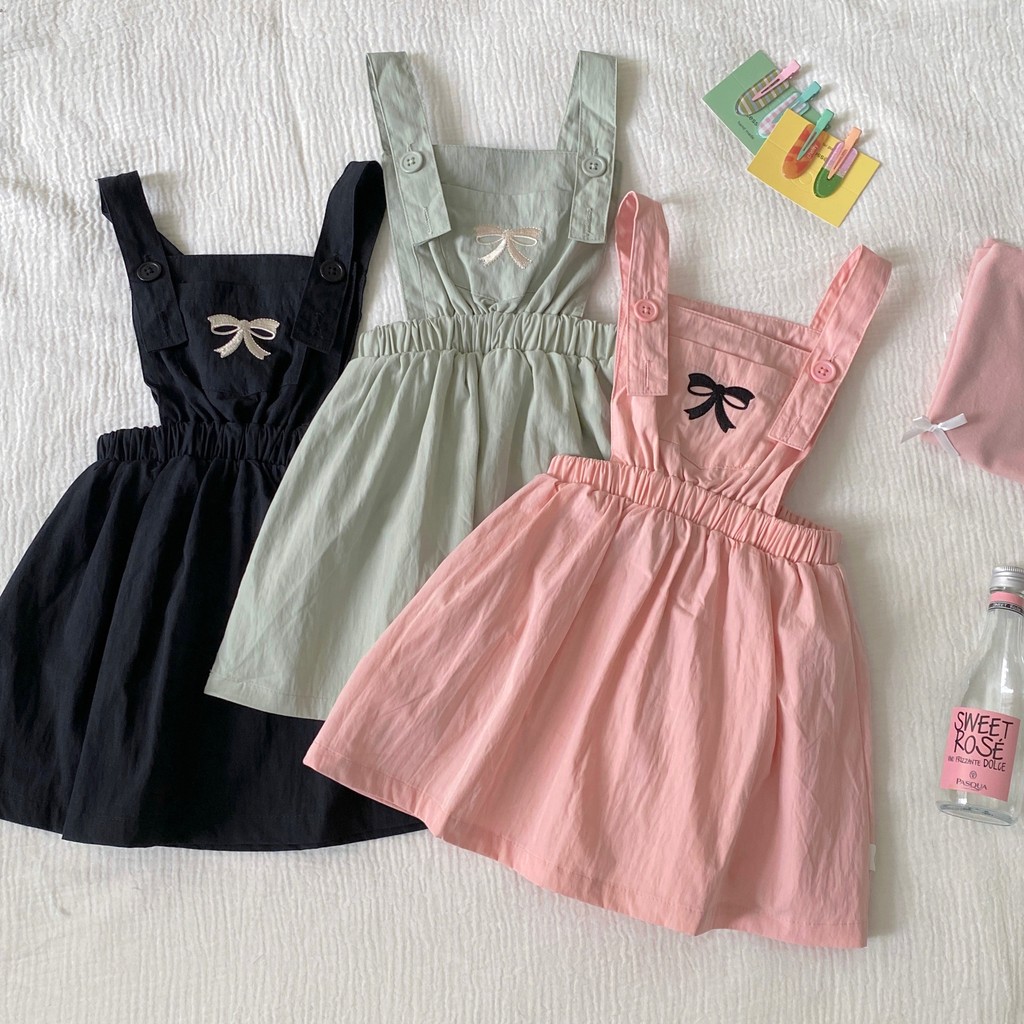 1-5 Years Old Kid Girl Outfit Bow Print Versatile Children Girls Strap ...