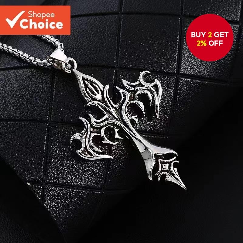 Hip Hop Trendy Flame Cross Pendant Necklace Unisex Unique Design ...