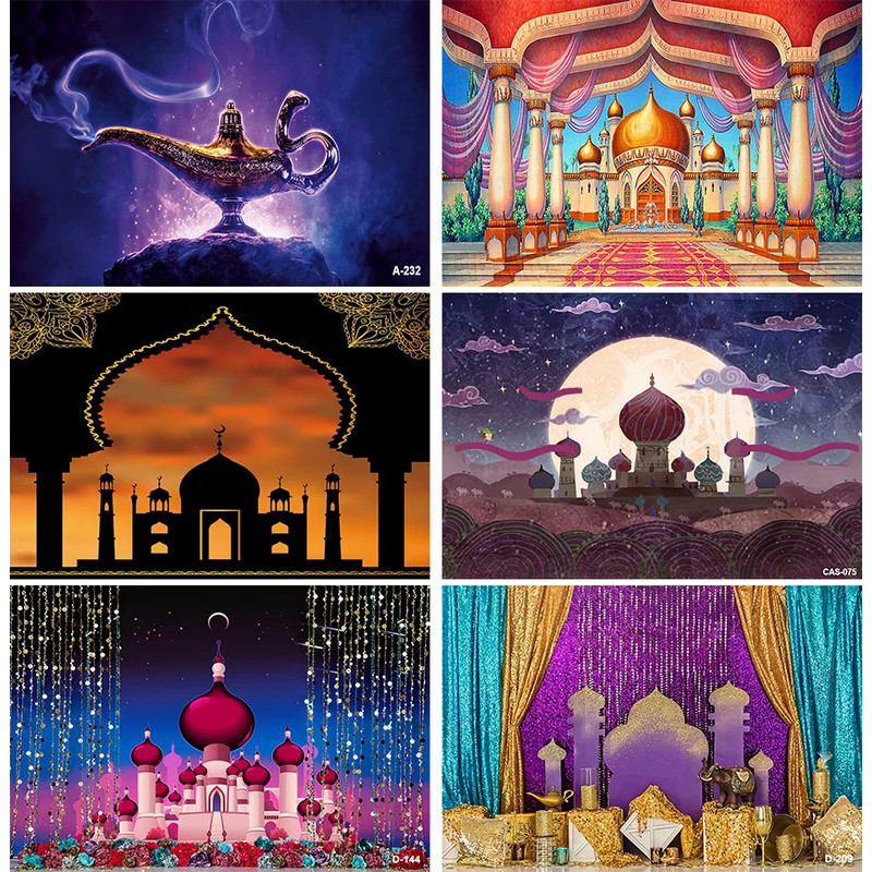 Disney Princess Aladdin Carpet Lamp Wedding Backdrop Girls Birthday ...