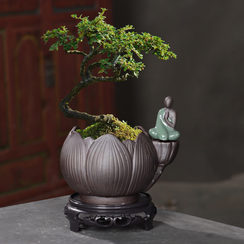 [Good breathability prevents root rot]Premium Purple Clay Bamboo Flower ...