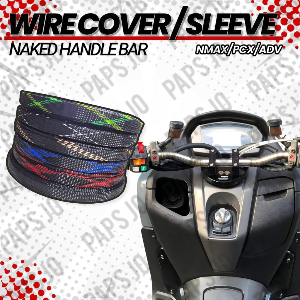 BRAIDED WIRE COVER / WIRE SLEEVES NAKED HANDLE BAR NMAX / PCX / ADV ...