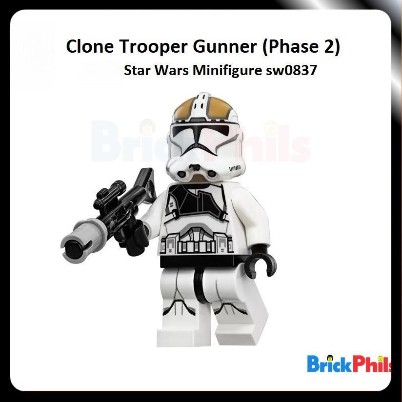 Brickphils Star Wars Minifigure sw0837 Clone Trooper Gunner (Phase 2 ...