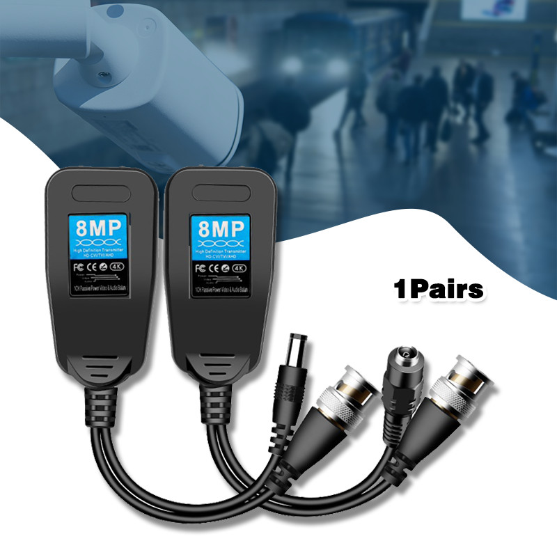 8mp Pv 2-In-1 Passive Video Balun With Power Connector And Rj45 Utp ...