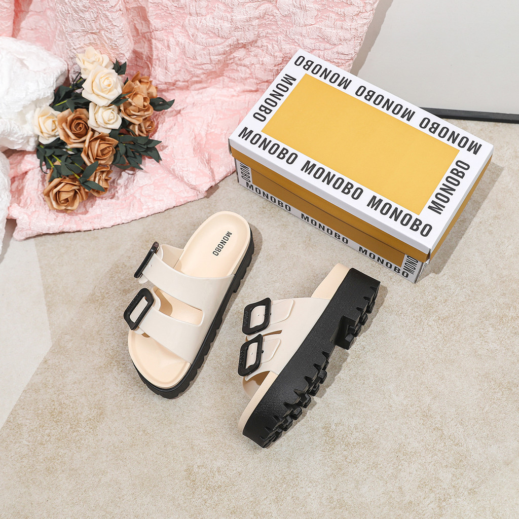 EVLO MONOBO SANDALS FOR WOMEN MONOBO SLIPPER WITH BOX M568-1 | Shopee ...