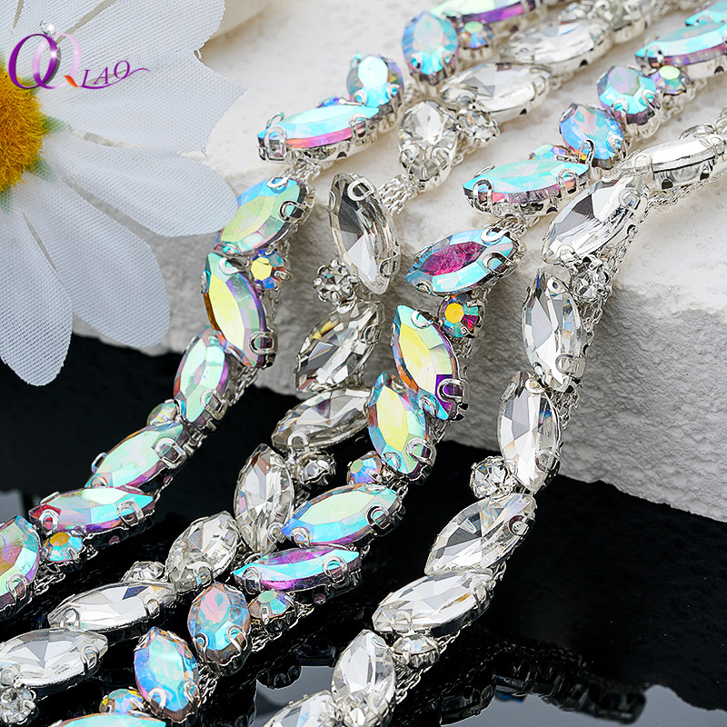 90cm Rhinestone Trim Glass Sew on Glitter Beaded Crystal Chain Horse ...