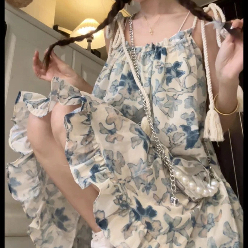 Dopamine Girl Gentle Sweet Style Hemp Rope Laced-Up Cute Doll Skirt ...