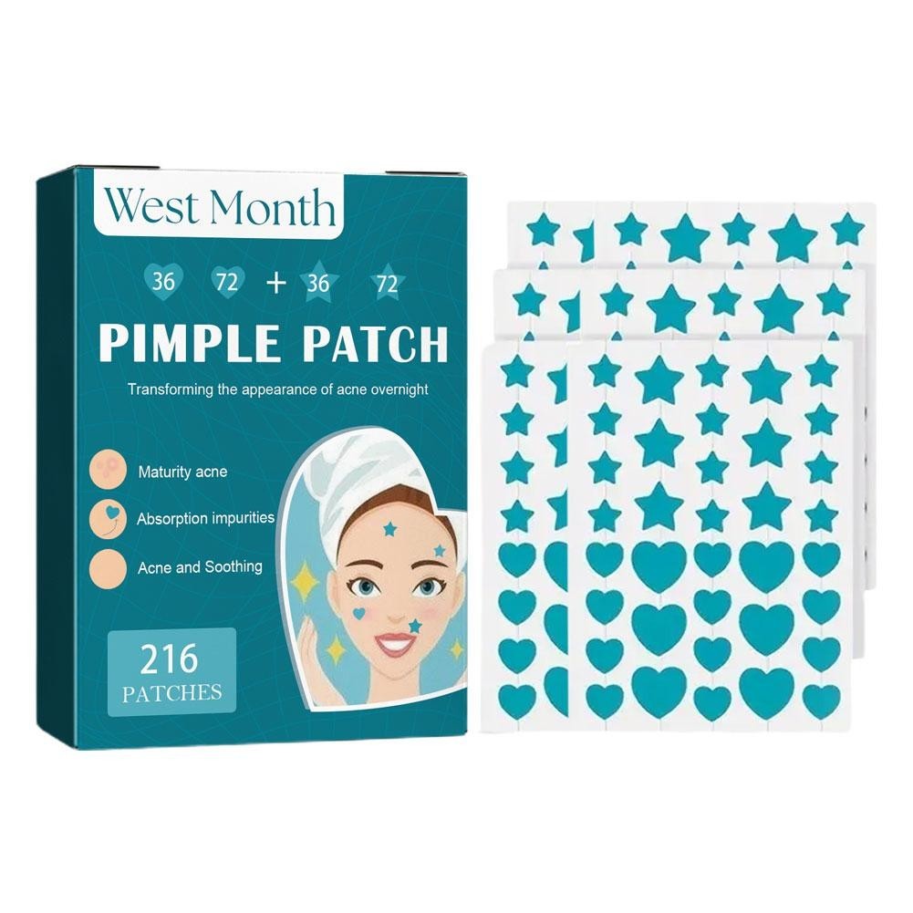 216pcs Acne Patch Hydrocolloid Cute Heart Star Shaped Pimple Acne ...