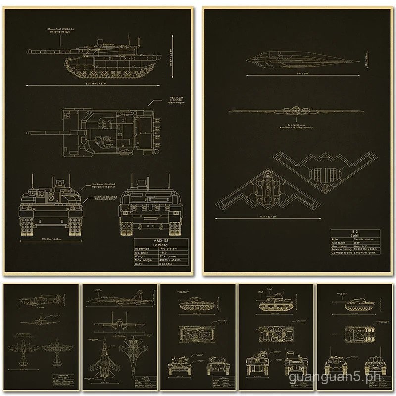 Aircraft and tank design drawings Blueprints Poster Posters Home Living ...