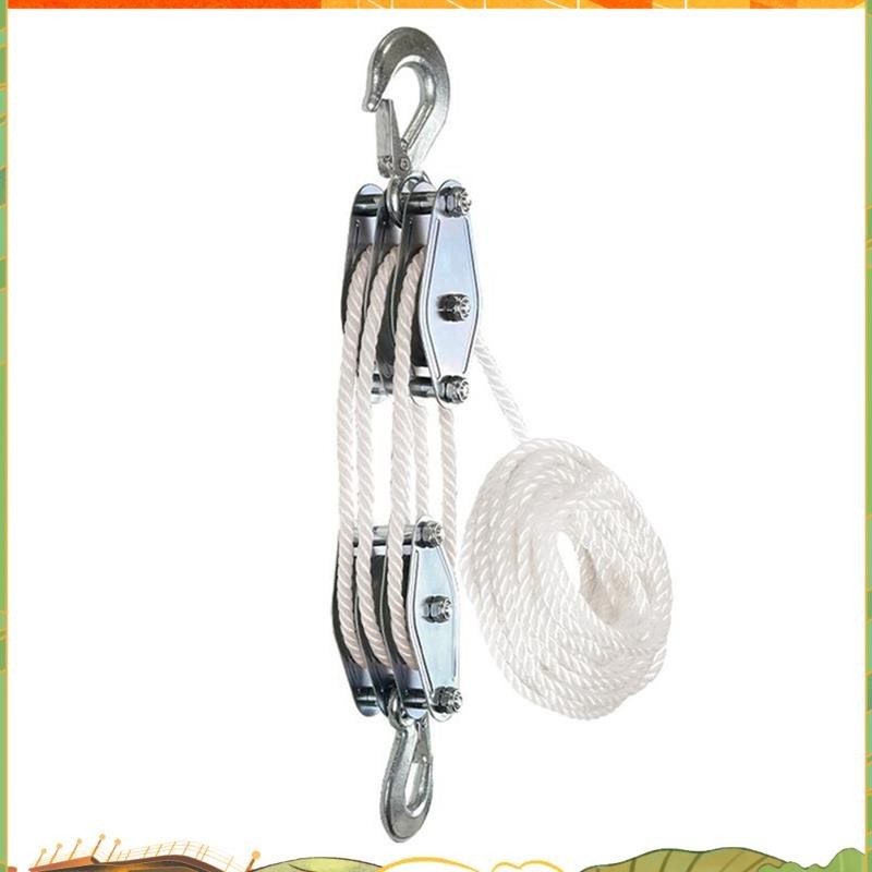 Block and Tackle Pulley System Rope Pulley Hoist with Lifting Power ...