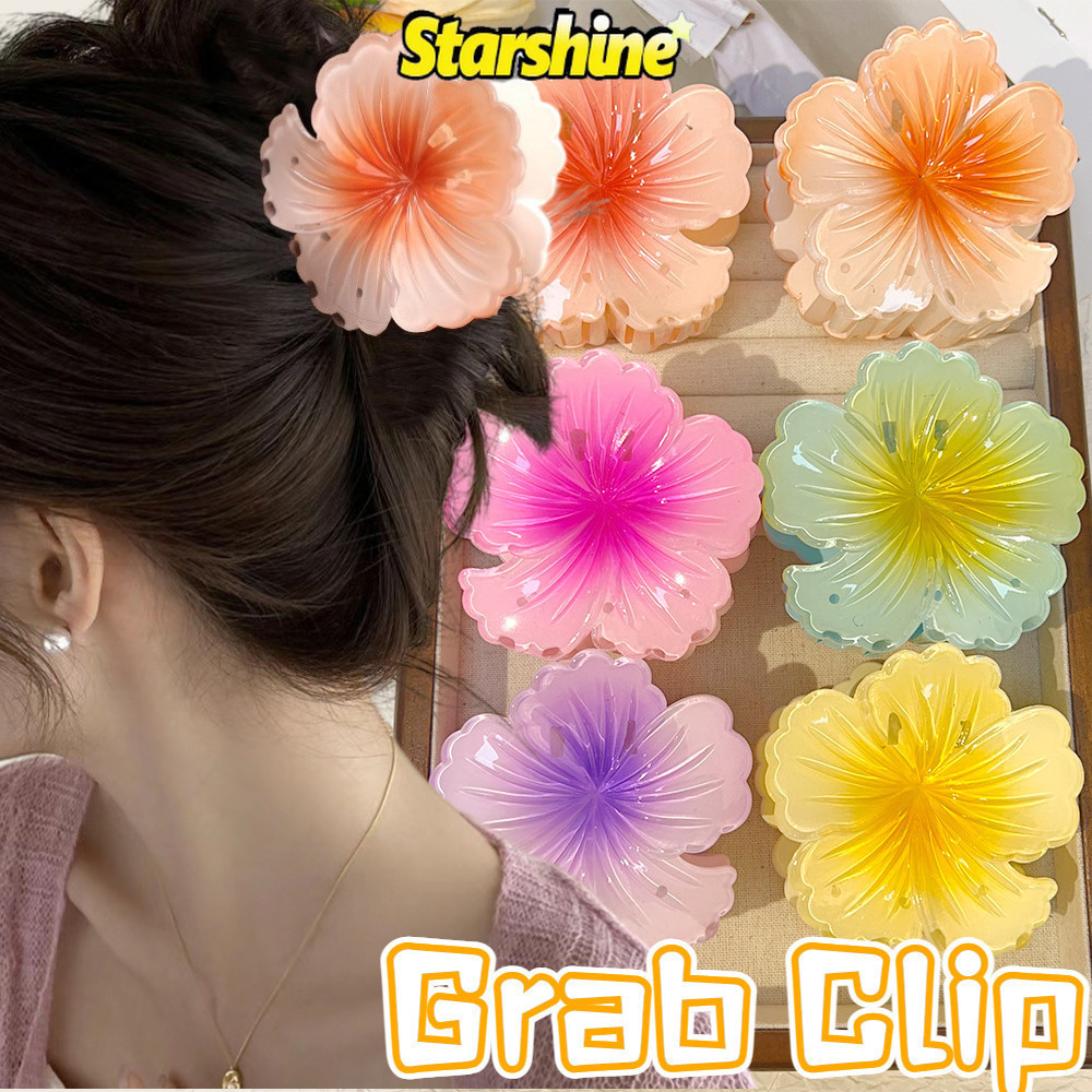 [Fashion] Gradient Egg Flower Hair Claw Large Ponytail Grab Clip Summer ...