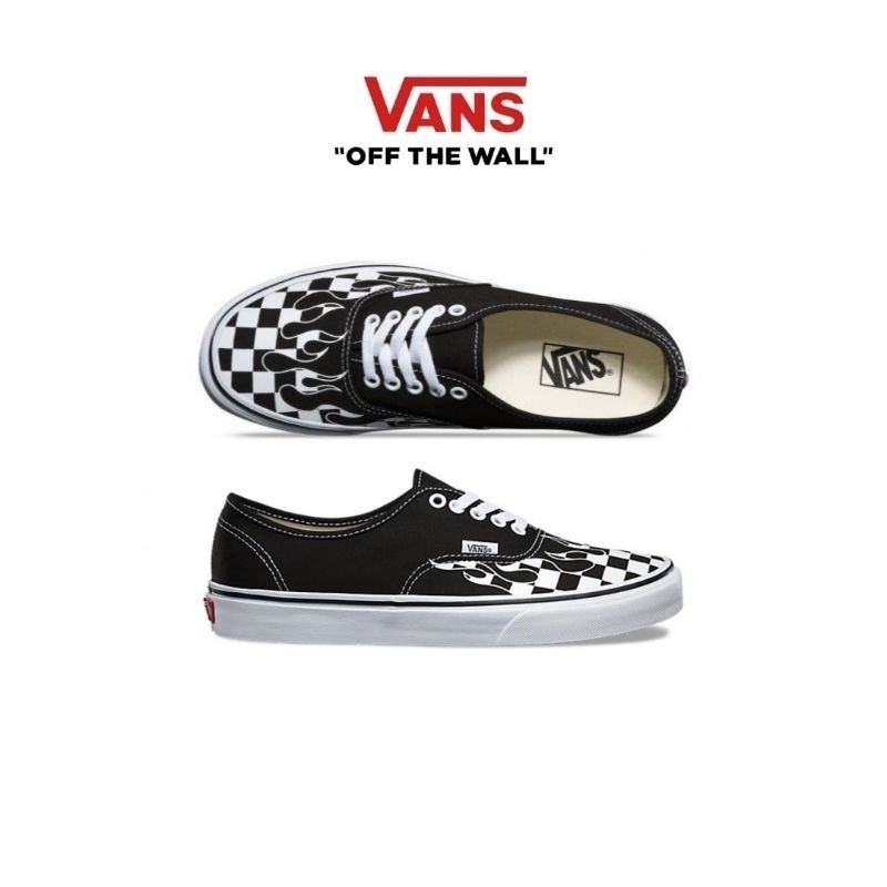 Vans AUTHENTIC FIRE CHECKERBOARD BLACK/WHITE (100% Original) | Shopee ...