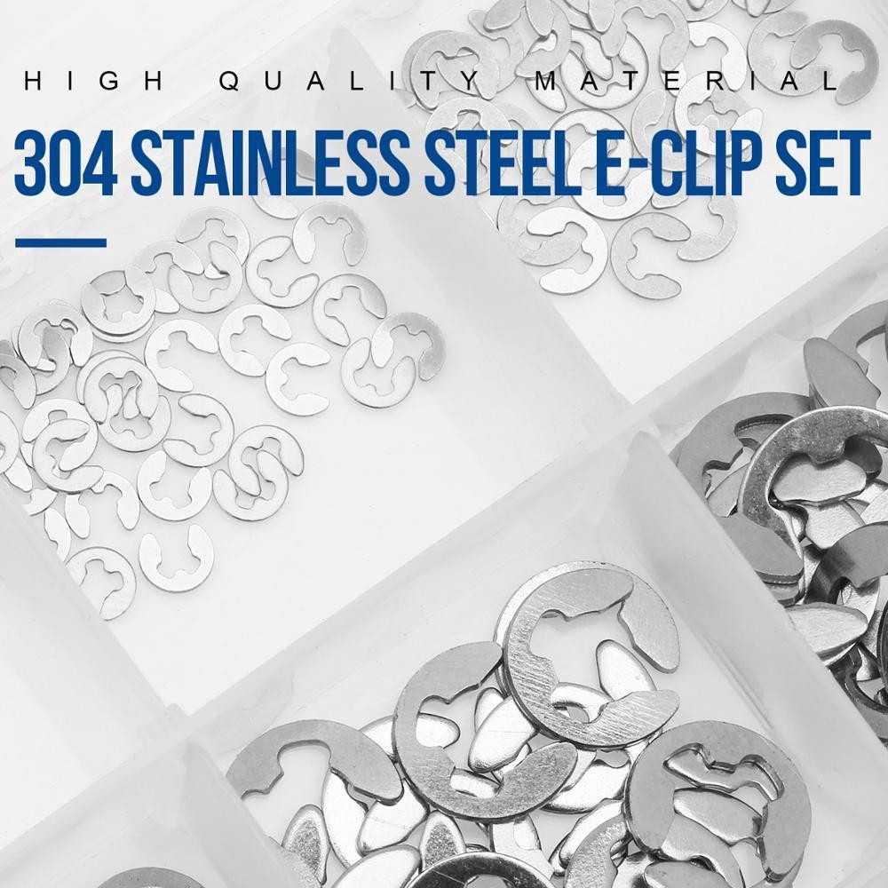 [RL]225Pcs/Set E Clip Circlip External Retaining Ring For Pulleys Shaft ...