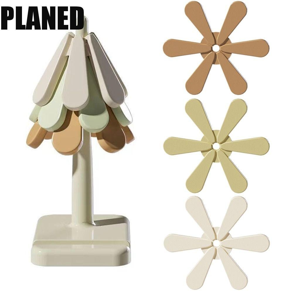 PLANED Drink Coasters Set, Heat Resistant Foldable Silicone Cup Mat ...