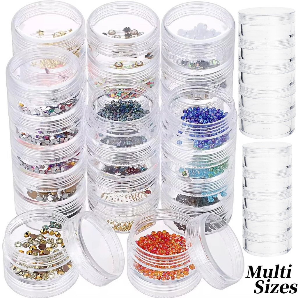 Multi Sizes Stackable Round Plastic Containers / Bead Storage Jars / Travel Jewelry Organizer ...