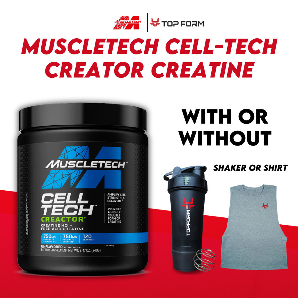 MuscleTech Cell-Tech Creactor Creatine HCl 240G, With Shaker, Shirt or ...