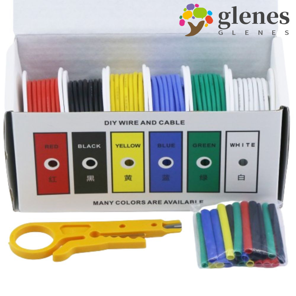 GLENES AWG Electric Wire, 6 Colors Tinned Copper Silicone Stranded ...