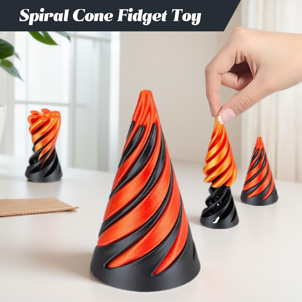 3D Printed Spiral Cone Toy Pass Through Pyramid Fidget Toy for Kids and ...