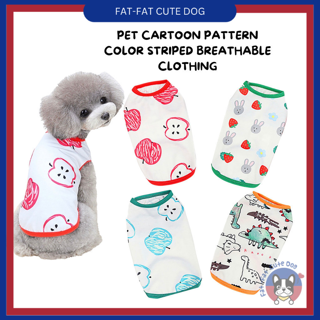 Pet Cartoon Pattern Color Striped Breathable Clearance Clothes Clothing ...
