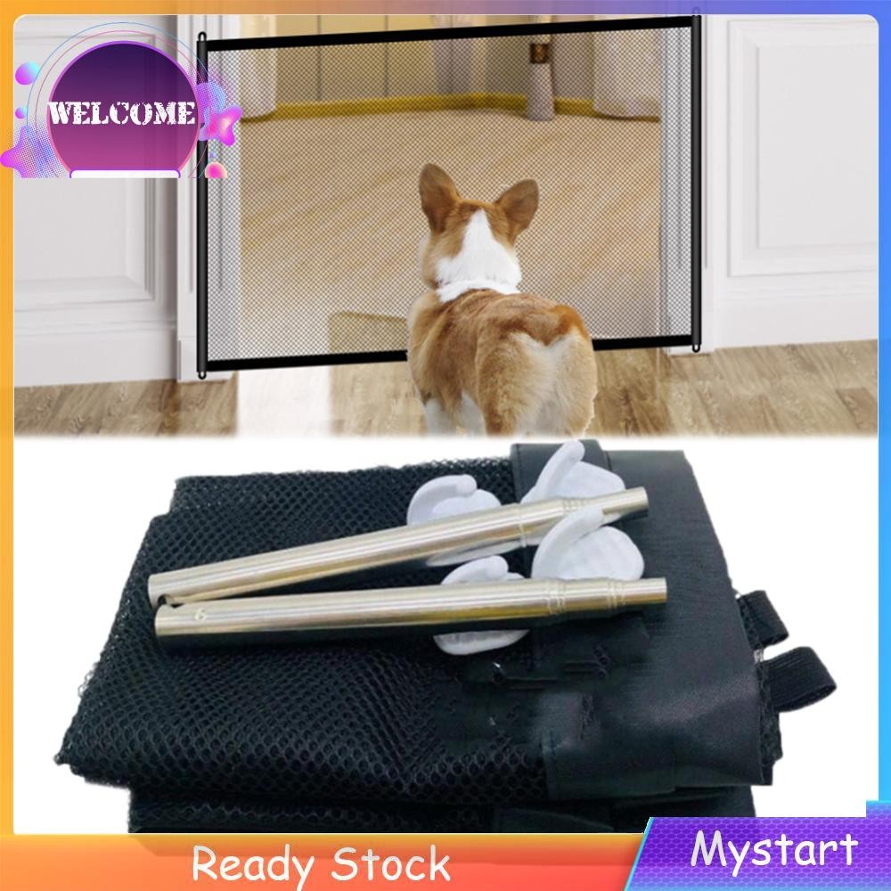 Dog Gate Folding Breathable Mesh Pets and Child Safety Gates Pet ...