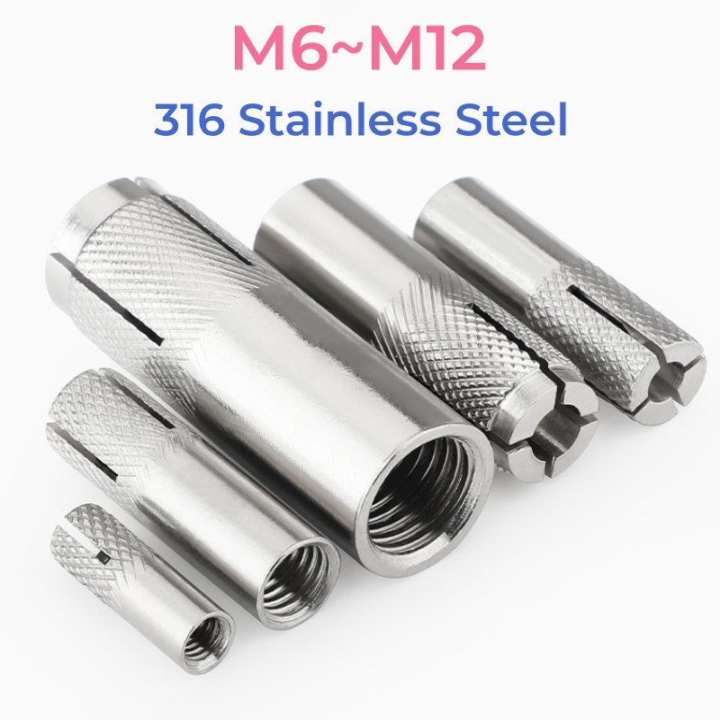 316 Stainless Steel Drop-in Expansion Anchor M6 M8 M10 M12 Expansion Bolt Screw Top Burst ...