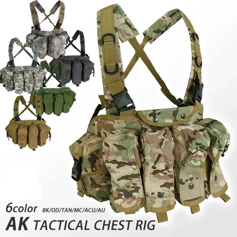 Tactical Chest Rig AK 47 Magazine Carrier Pouch Camouflage CS Wargame ...