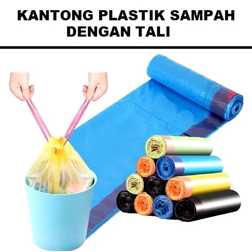 Garbage Plastic Bag With Strap, 15 Sheets Of Roll, Size 45x50Cm ...