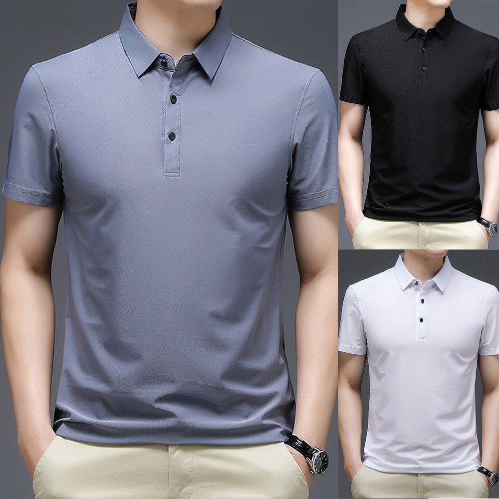 Men's short sleeve POLO shirt men's summer simple casual contrast color ...