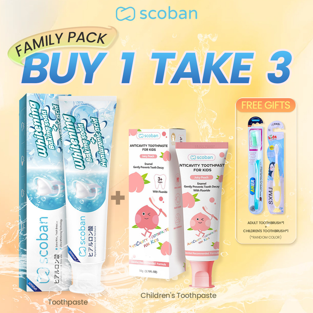 【Family Pack】Scoban teeth Whitening toothpaste baking soda 200g+Cavity ...