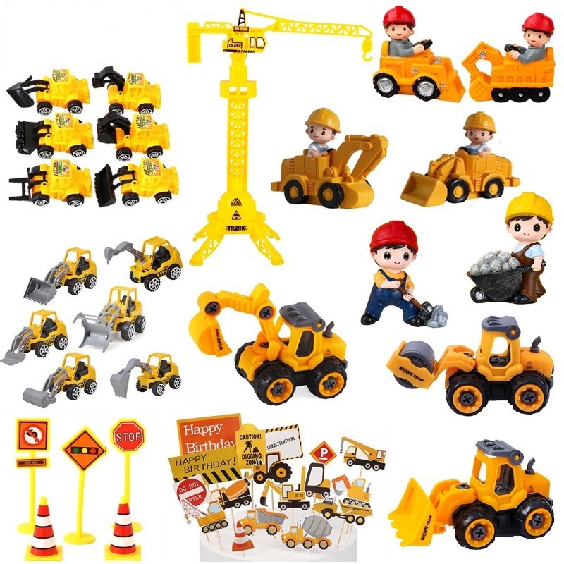 Construction Engineering Trucks Theme Cake Topper Kids Birthday Party ...