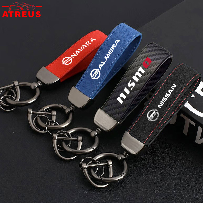Nissan Car Key Chain Fur Keychain Carbon Fiber Pure Color Buckle ...