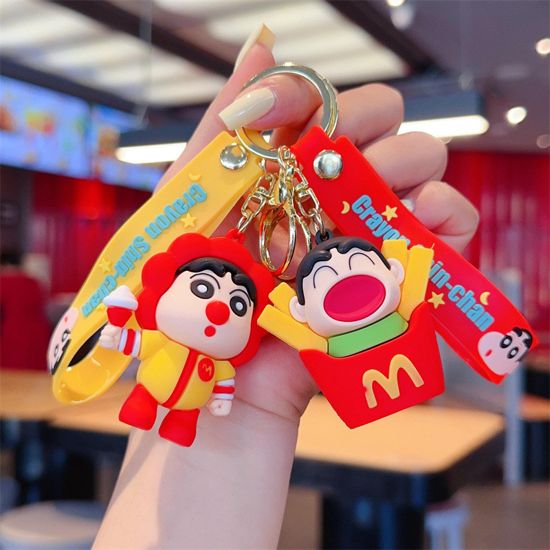 Creative Burger Shin-Chan Keychain Chain Cute French Fries Soda Shin ...