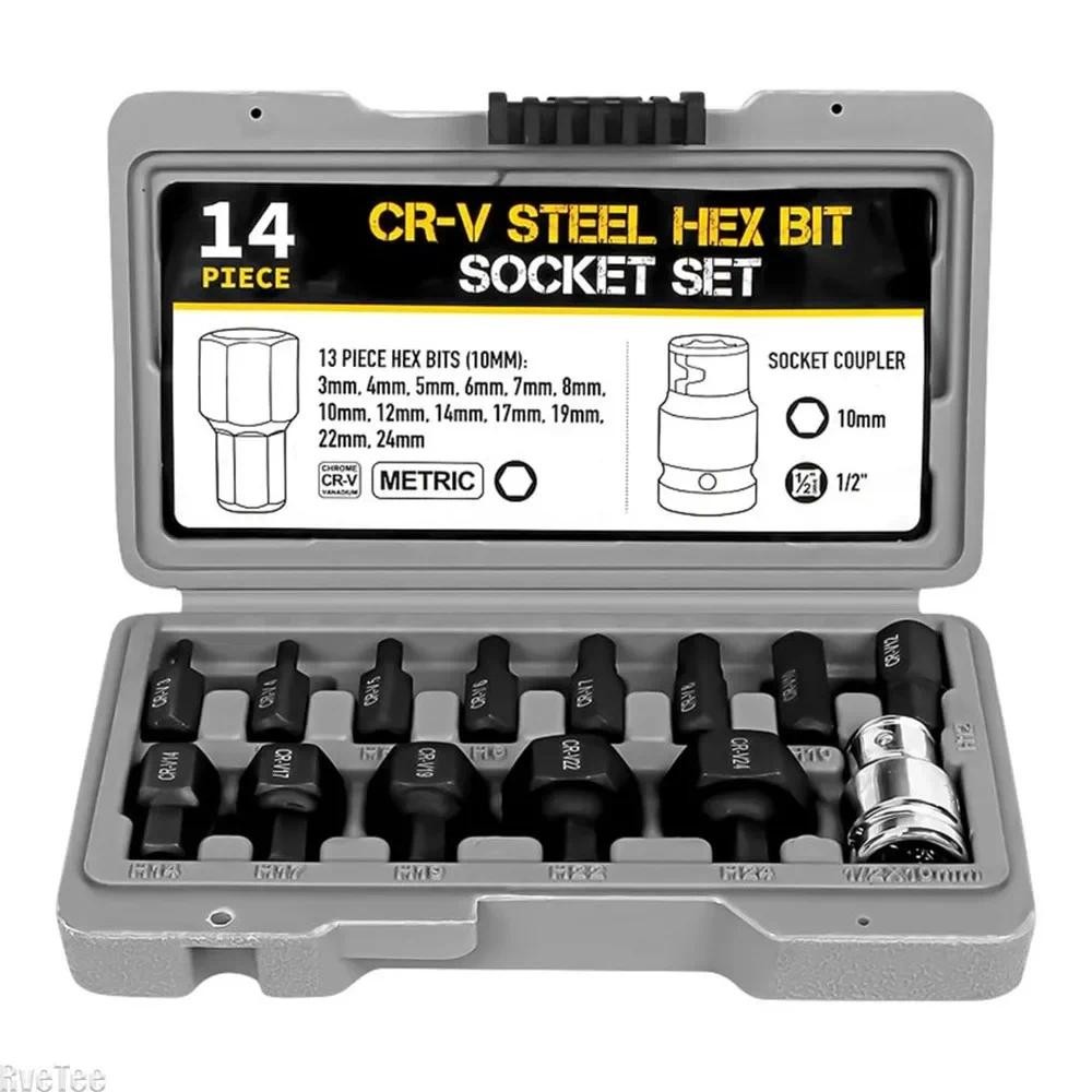 Allen Hex Bit Socket Set 14Pcs Hexagon Bit Socket 3-24mm Allen Key For ...