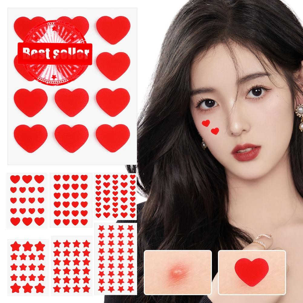 Red Love Heart Shape Hydrocolloid Acne Patch Invisible Acne Color Fade ...