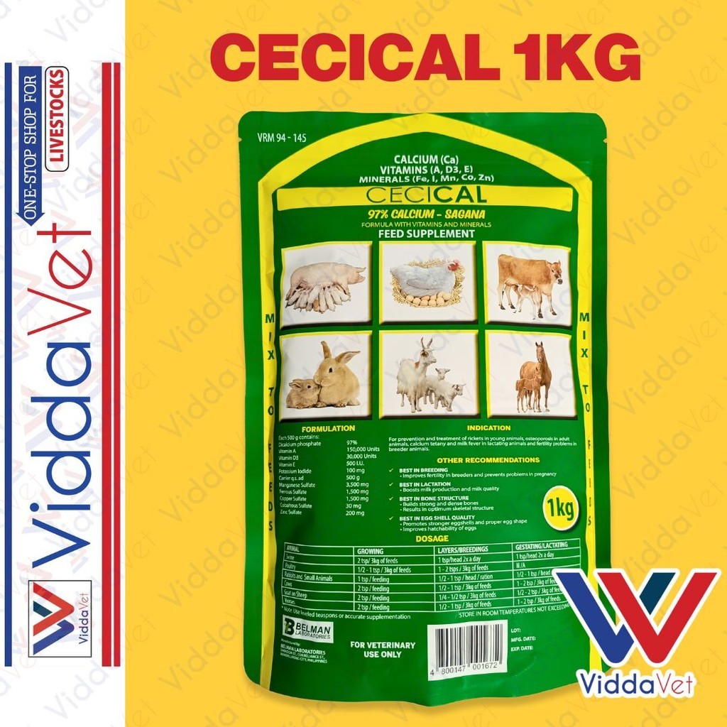1kg Cecical Powder feed premix Calcium + vitamins + minerals for ...