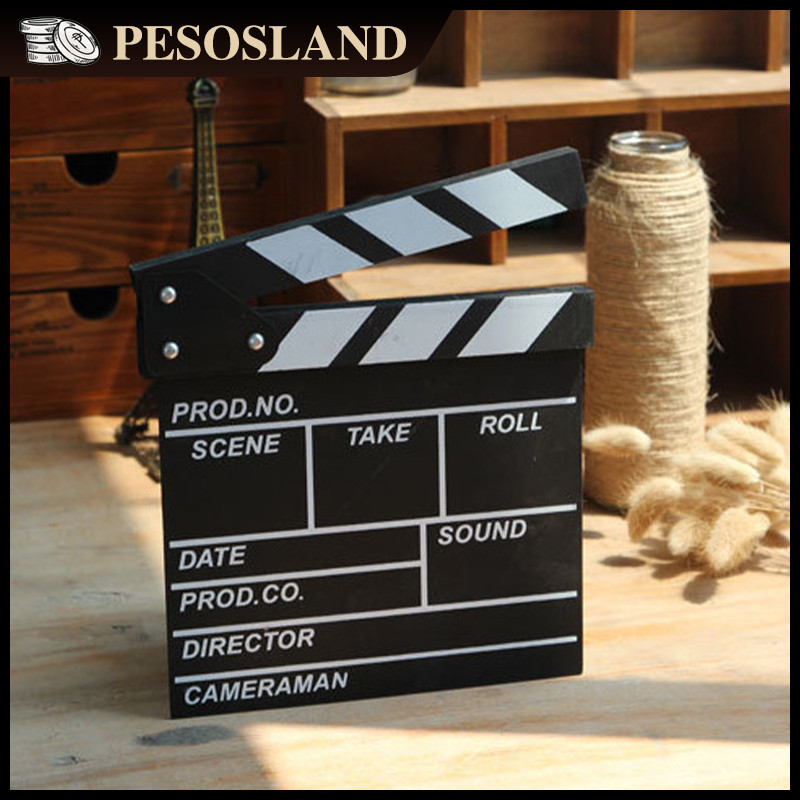1Pcs Black Wooden Director Film Clapboard Action Scene Clapper Board ...
