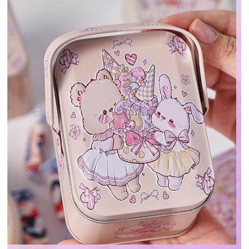 Cookie Jar Cute Tins with Lids Metal Canister Candy White Milk Gift Box ...