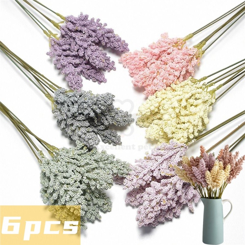 6pcs Colorful Wheat Ear Artificial Flower Bouquet for Home Decor ...
