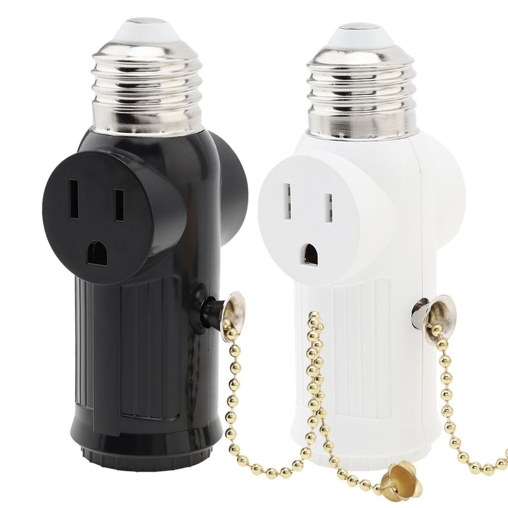 3 Prong Light Bulb Outlet Socket to Plug Adapter E26 Outlet Light ...