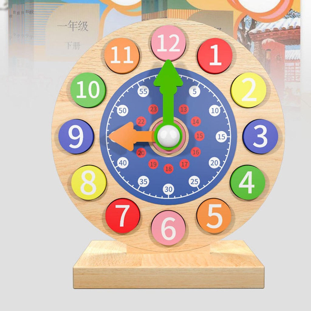 Kids Clock Learning Wooden Teaching Time Clock for Kids Color Sorting ...