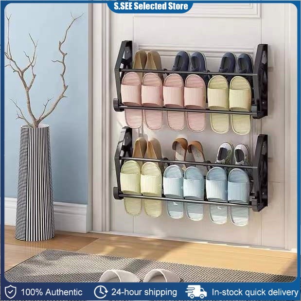 63CM Super Long Wall Mounted Shoe Organizer Door Back Shoe Rack Organizer Slipper Rack Organizer ...