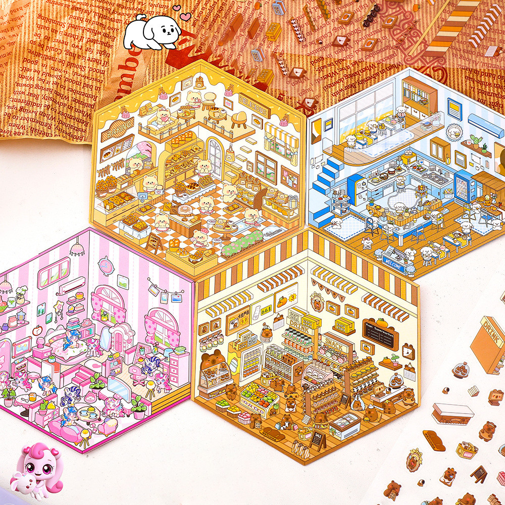 ENWEI 3 Pcs [Operation Store Series] Cute Journal Stickers Waterproof ...