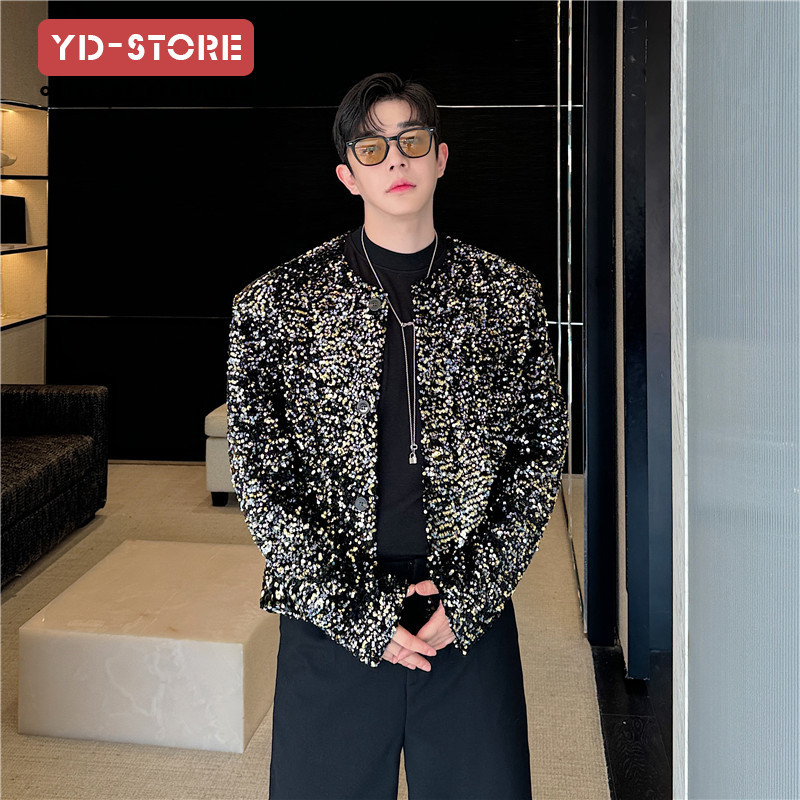 T Table Catwalk Loose Shining Crystal Sequins Reflective Slim-fit Short ...